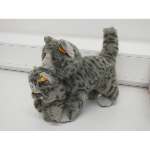 STEIFF MIZZY KATZ CAT AND KITTEN WITH ORIGINAL TAGS IN STEIFF BOX AND BAG
