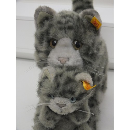 STEIFF MIZZY KATZ CAT AND KITTEN WITH ORIGINAL TAGS IN STEIFF BOX AND BAG