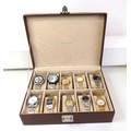 Hall & Sloane watch display box with ten watches.