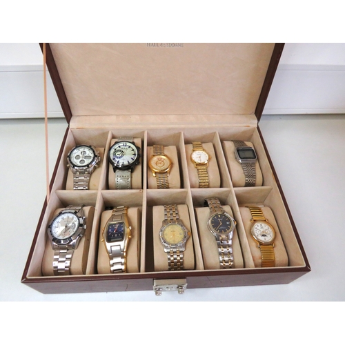 Hall & Sloane watch display box with ten watches.