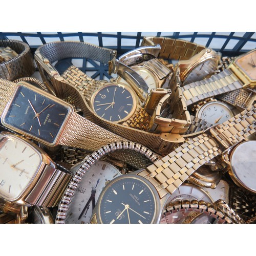 Job lot of assorted gold tone watches.