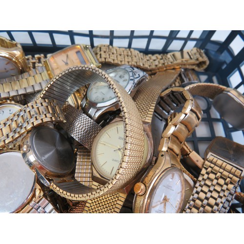 Job lot of assorted gold tone watches.