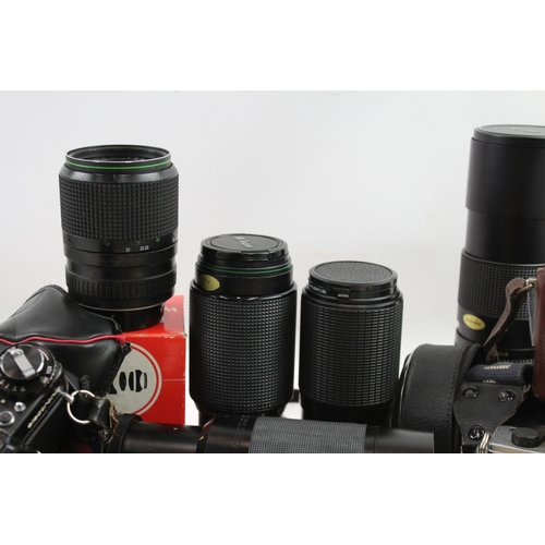Vintage SLR Film Cameras with Some Manual Lenses & Some Cases Job Lot
