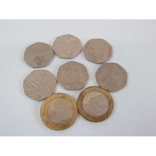 Collectable 50p and £2 coins.
