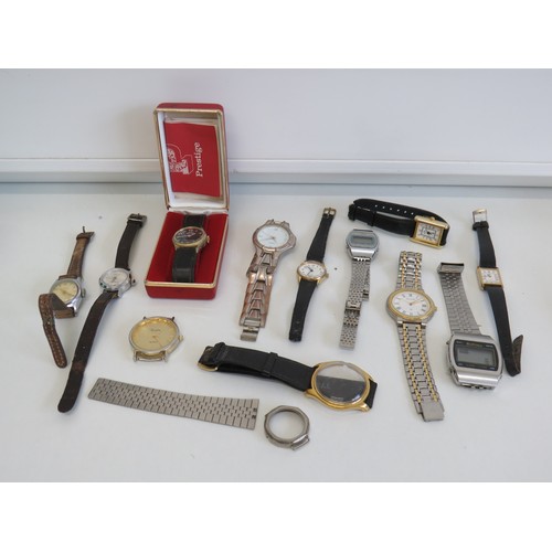 Ten assorted watches and a watch head to include digital, timex ...
