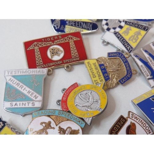 Job lot of vintage enamel Speedway badges.