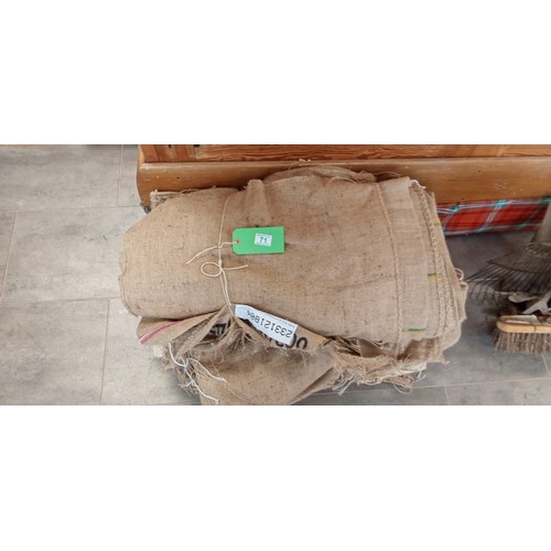 Selection of vintage hessian cloth sacks