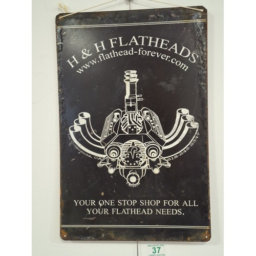 H & H Flatheads metal sign Your one stop shop for all your flathead needs