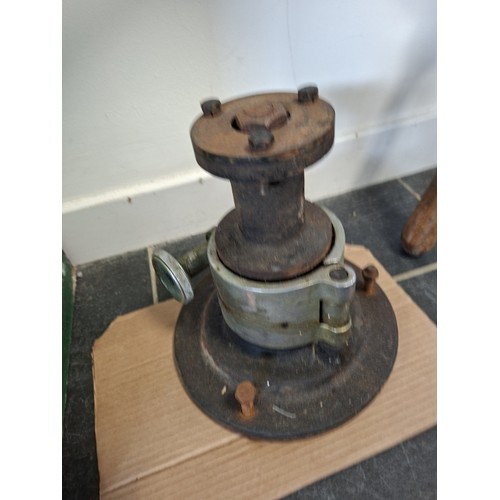 Vintage large ships wheel with gearing and crested centre