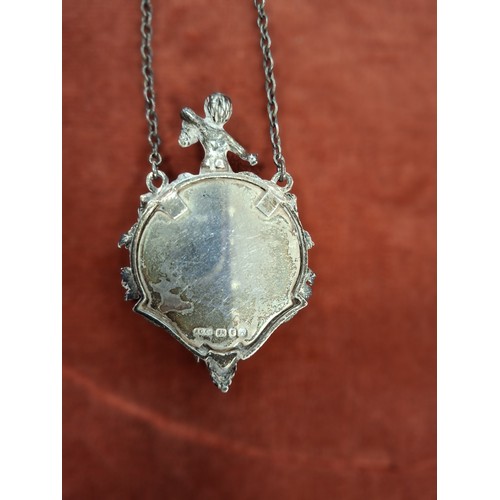 3 x Silver hallmarked bottle labels with cherub and grape leaf ...