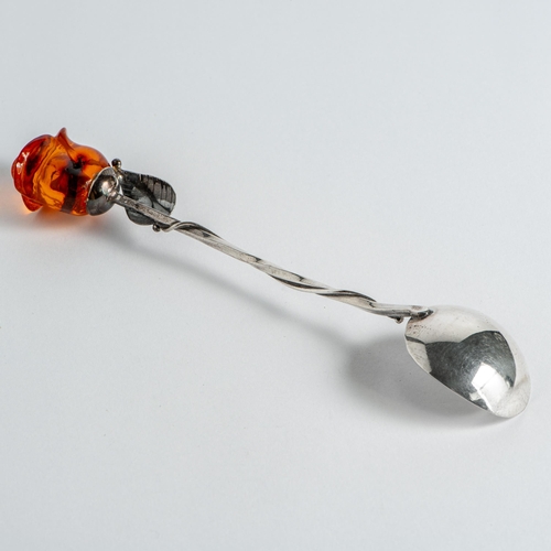 Rose Shaped Transparent Natural Baltic Amber Silver Spoon . Clear ...