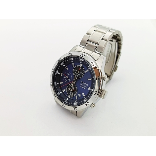 Seiko Chronograph 100M Quartz Gents Watch. Stainless Steel, Date ...