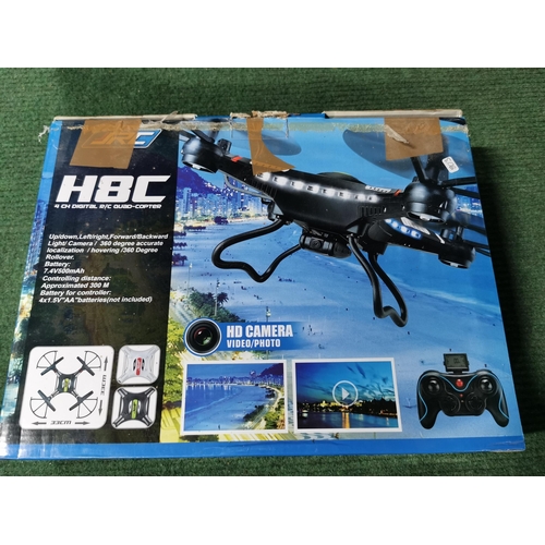 Boxed JRC H8C 4 channel quadcopter drone with HD camera