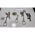 Quantity of 4x rude risqué metal articulated key rings, all in good order
