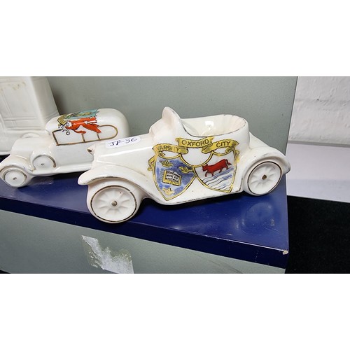 Quantity of 6x collectable cars inc 3x rare crested ware red cross vans ...