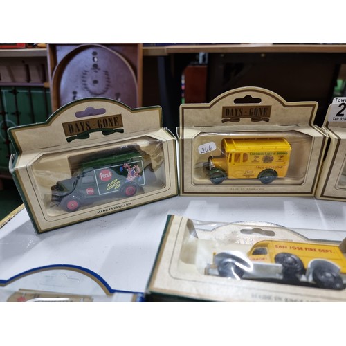 9 x lledo "days gone" diecast vans all with advertising in as new ...