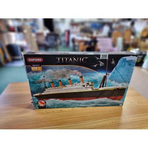 A boxed Oxford Titanic Lego style model set, works with Lego pieces as ...