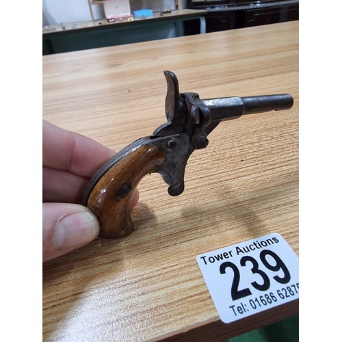 A rare antique Belgian postman's scarer blank firing pistol of ...