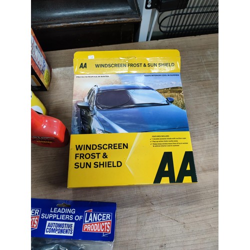 A quantity of car accessories including a AA windscreen sun shield ...