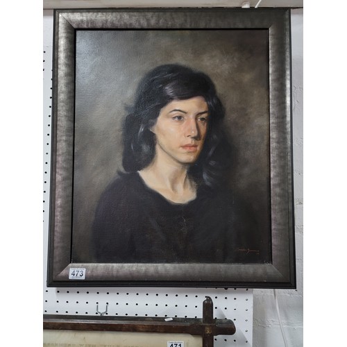 A framed oil on canvas portrait of a lady by artist Maximillion ...