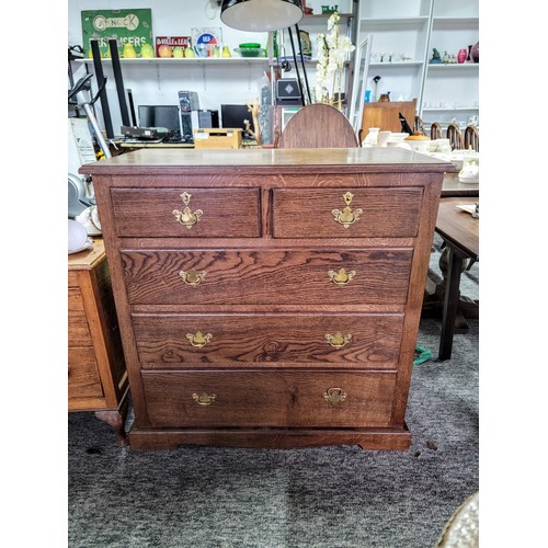 Good quality vintage solid oak chest of drawers with 2 small drawers ...