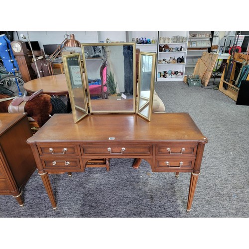 Stag dressing table with detachable triple mirror to rear, with five ...