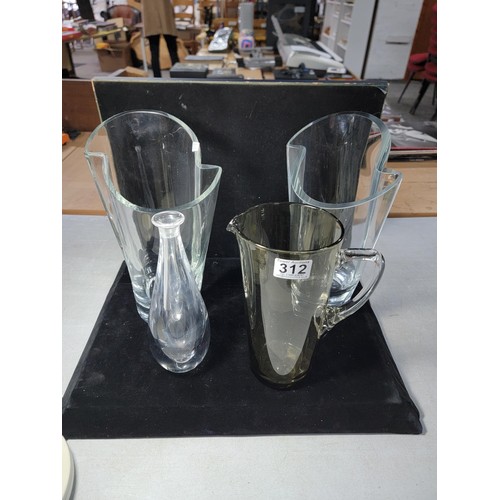 Quantity of good quality glassware inc 2x large heavy glass vases along ...