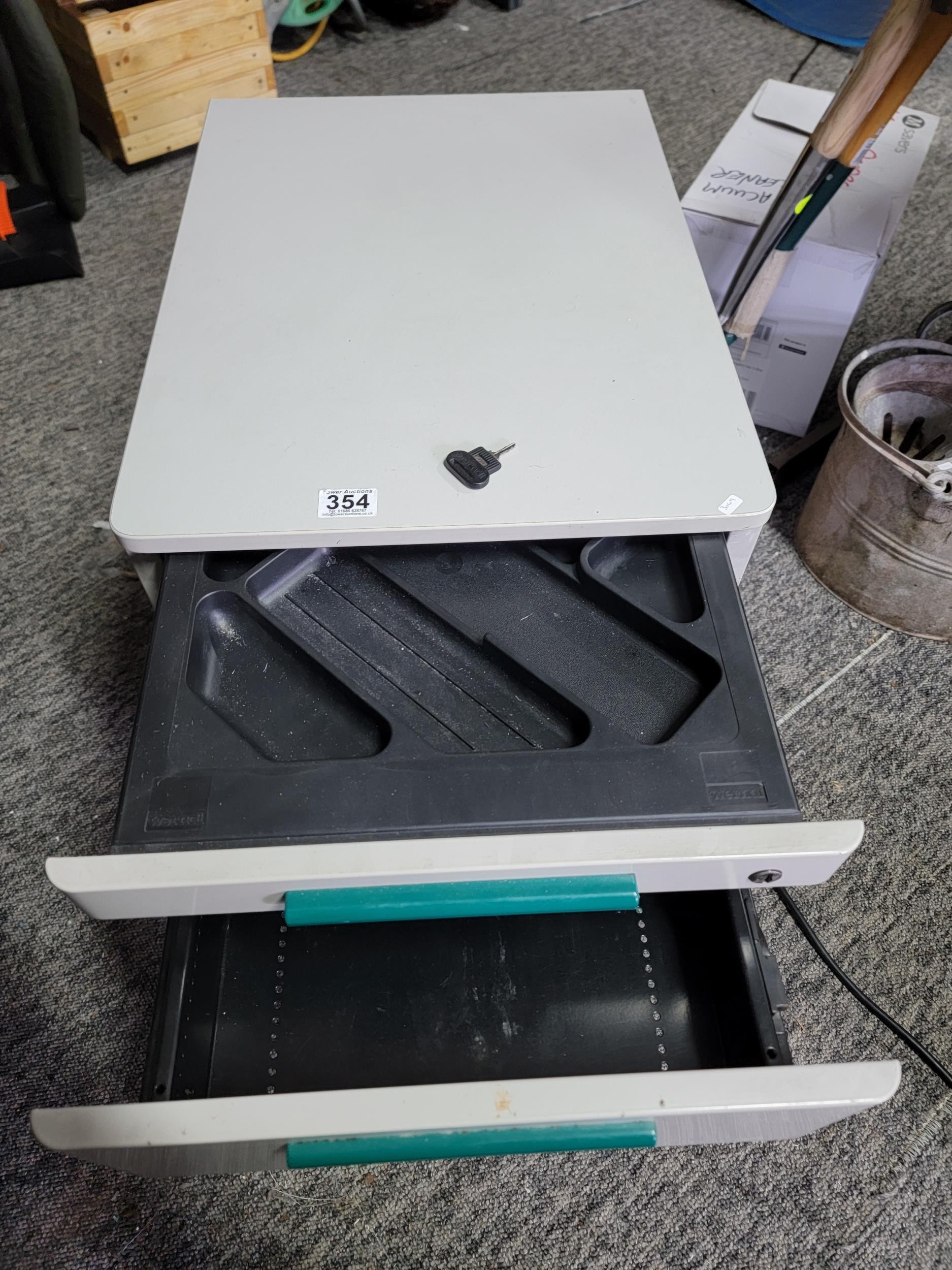 Good quality 3 Drawer Filing Cabinet with key moves on castors height ...