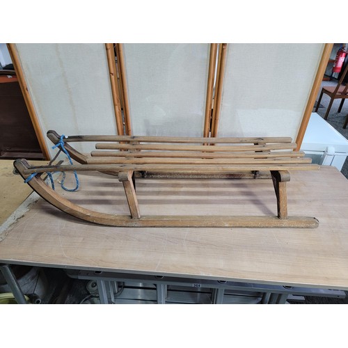 Good quality vintage wooden sledge with iron runners in good overall ...