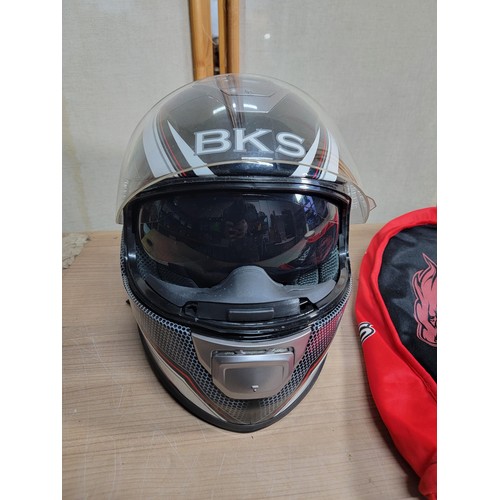 BKS motor cycle helmet size medium complete with sun visor and clear ...