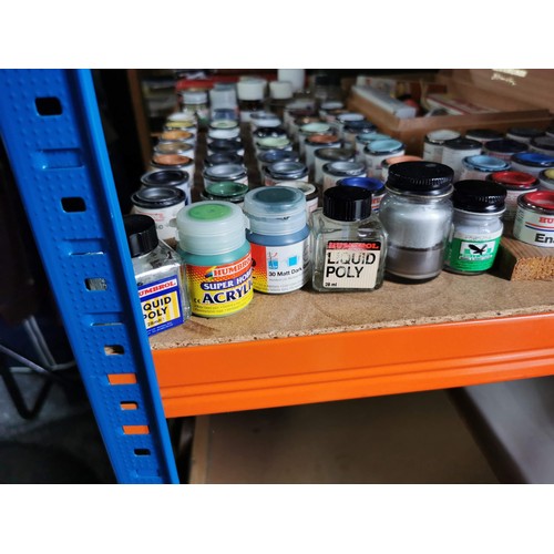 Large quantity of model makers paints in sectional trays along with ...