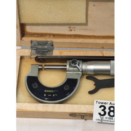 A cased outside micrometer measuring 0.001-1. Complete with measuring ...