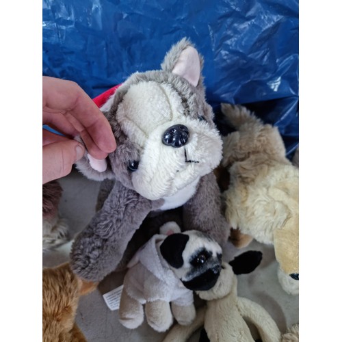Bag containing a 13x soft toys to include Keeleco Badger, Snuggles dog ...
