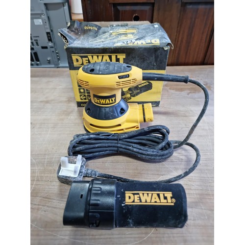 Boxed used DeWalt orbital sander with vacuum bag model D26453, complete ...