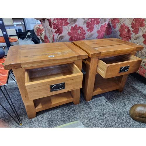 2x modern chunky solid oak bedside tables in a light oak colour, both ...