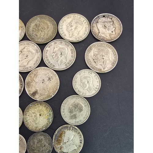 A large collection of British vintage silver coins, all are pre 1947 ...