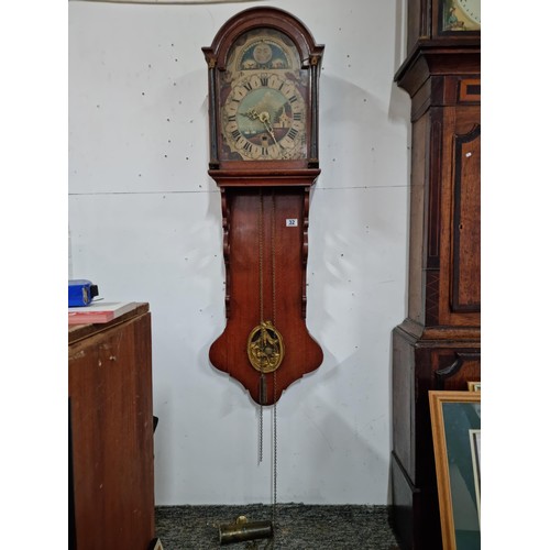 Vintage Dutch Staart eight day wall clock, chain driven with rolling ...
