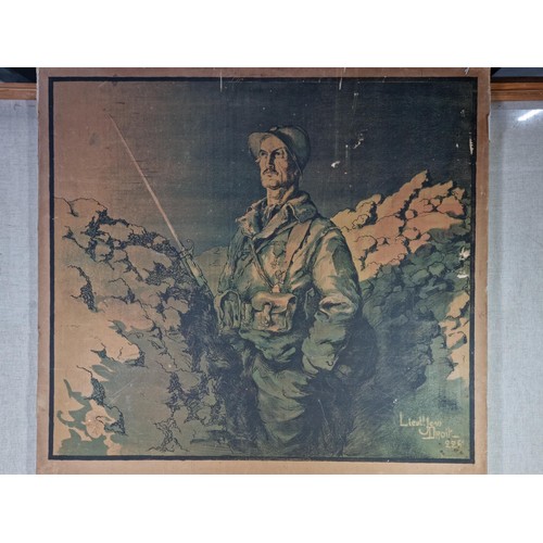 An antique original WWI French propaganda poster on original card ...