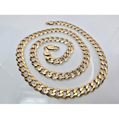 A stunning chunky and heavy hallmarked 9ct yellow gold curb link neck ...