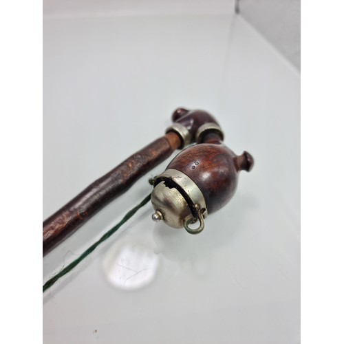 2 collectable wooden pipes to include an ornate silver collared ...