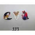 Collection of 3x as new acrylic Leah Stein style brooches featuring a ...