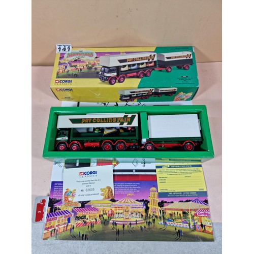 A boxed Corgi Classics ERF Dodgem truck and box trailer set in good ...