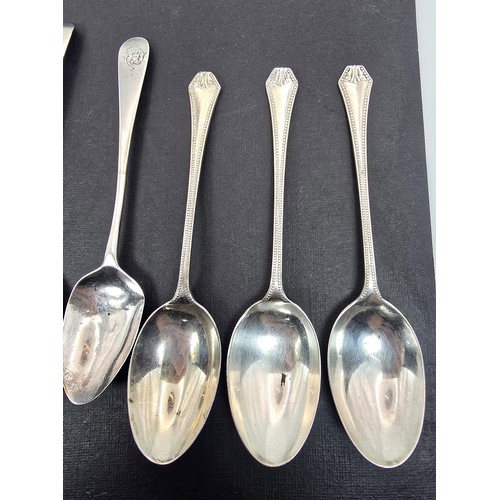 A quantity of 6x hallmarked silver teaspoons, 3 are matching, the other ...