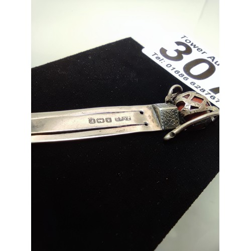 A rare antique hallmarked silver Scottish Claymore broad sword formed ...