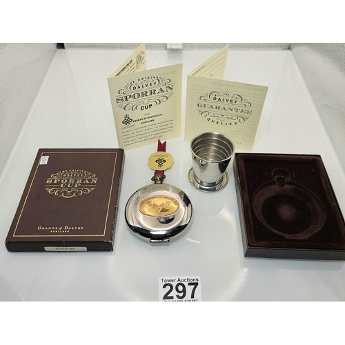 A brand new Dalvey sporran flask formed folding cup, the case opens to ...