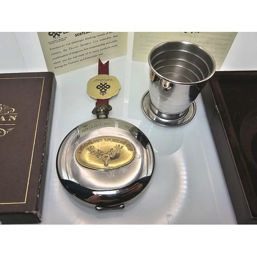 A brand new Dalvey sporran flask formed folding cup, the case opens to ...