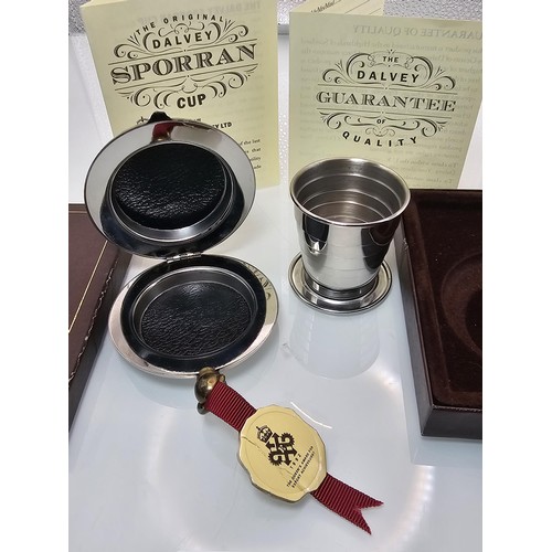A brand new Dalvey sporran flask formed folding cup, the case opens to ...