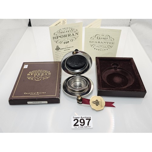 A brand new Dalvey sporran flask formed folding cup, the case opens to ...