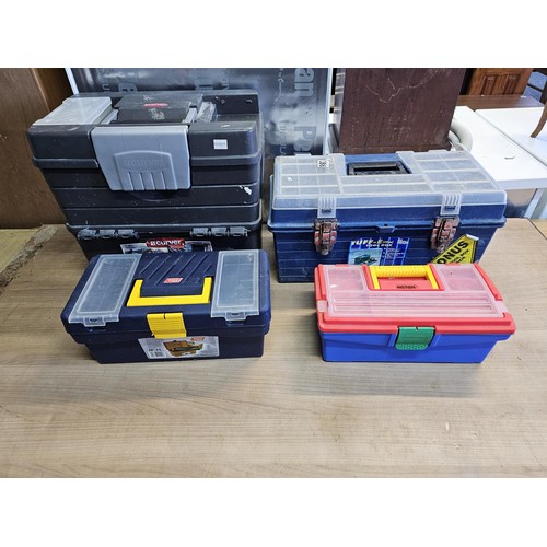 Quantity of 4x empty plastic tool boxes alll with theiir inner trays ...