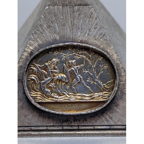 A boxed Collingwood of Conduit Street white metal pyramid shaped box ...